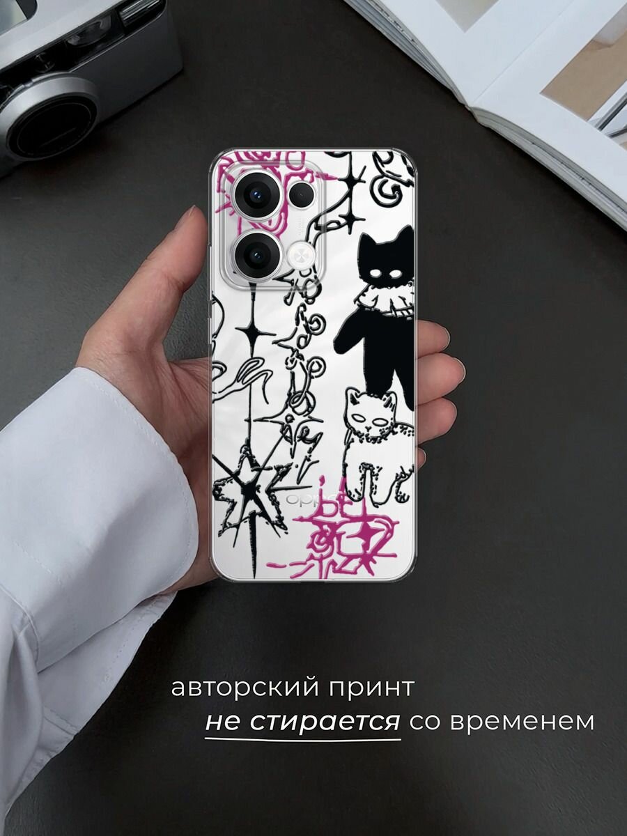 Чехол на Oppo Reno 13 / Оппо Рено 13 с принтом "Готические котики" — фото 1
