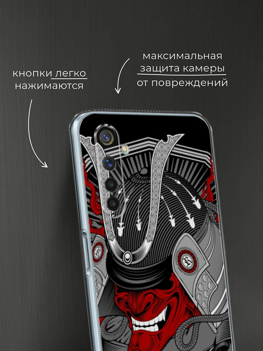 Чехол на Realme 6 / Реалми 6 с принтом "Красная маска самурая" — фото 1