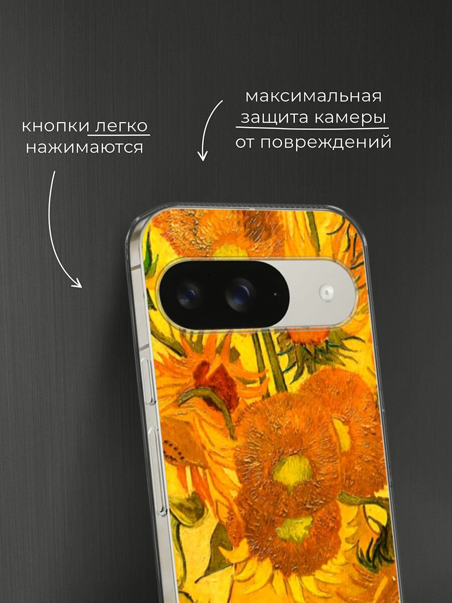 Чехол на Google Pixel 9 / Гугл Пиксель 9 с принтом "Оранжевые подсолнухи" — фото 1