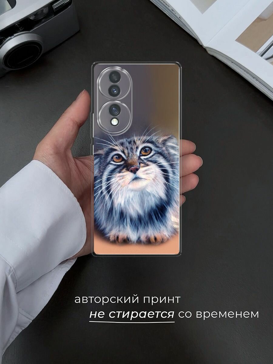 Силиконовый чехол на Honor 70 / Хонор 70 с принтом "Кот манул 2" — фото 1