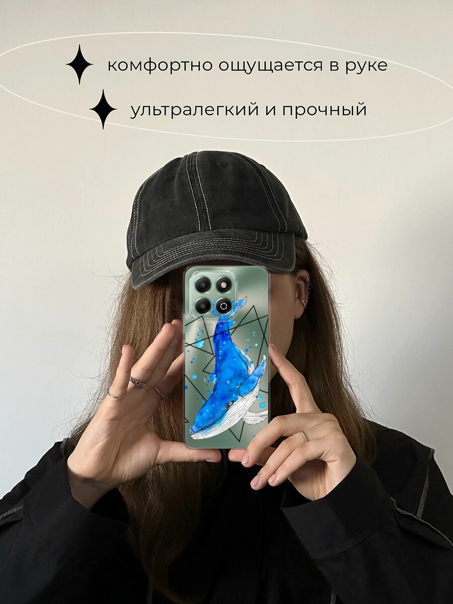 Чехол на Honor X6b / Хонор X6b с принтом "Кит графика", прозрачный — фото 1