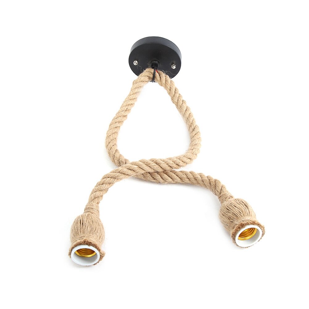 E27 Цоколь лампы 1 м. Шнур из пеньковой веревки. Электрический провод. Подвеска «сделай сам». Декоративный держатель лампы (2 держателя).