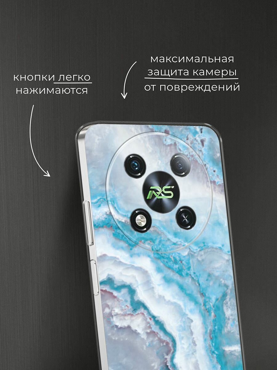 Чехол на Itel RS4 / Ител РС4 с принтом "Нежно-голубой мрамор" — фото 1