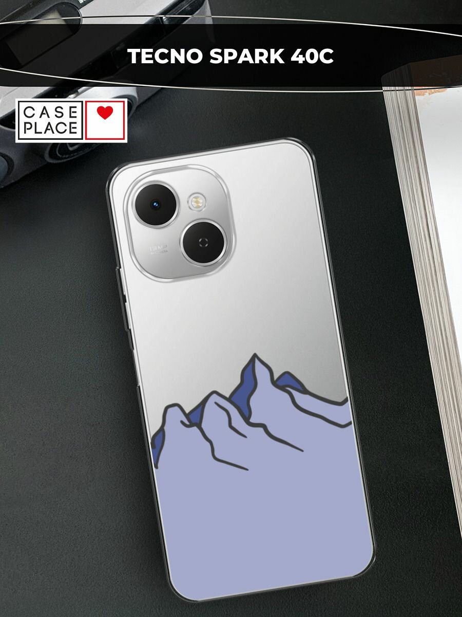 Чехол на Tecno Spark 40C / Текно Спарк 40C с принтом "Гора", прозрачный