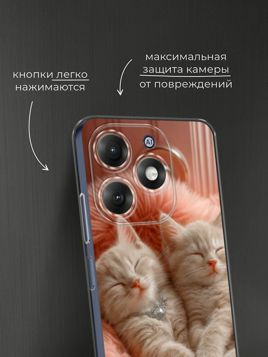 Силиконовый чехол на Itel A70 / Ител А70 с принтом "Спящие котики" — фото 1