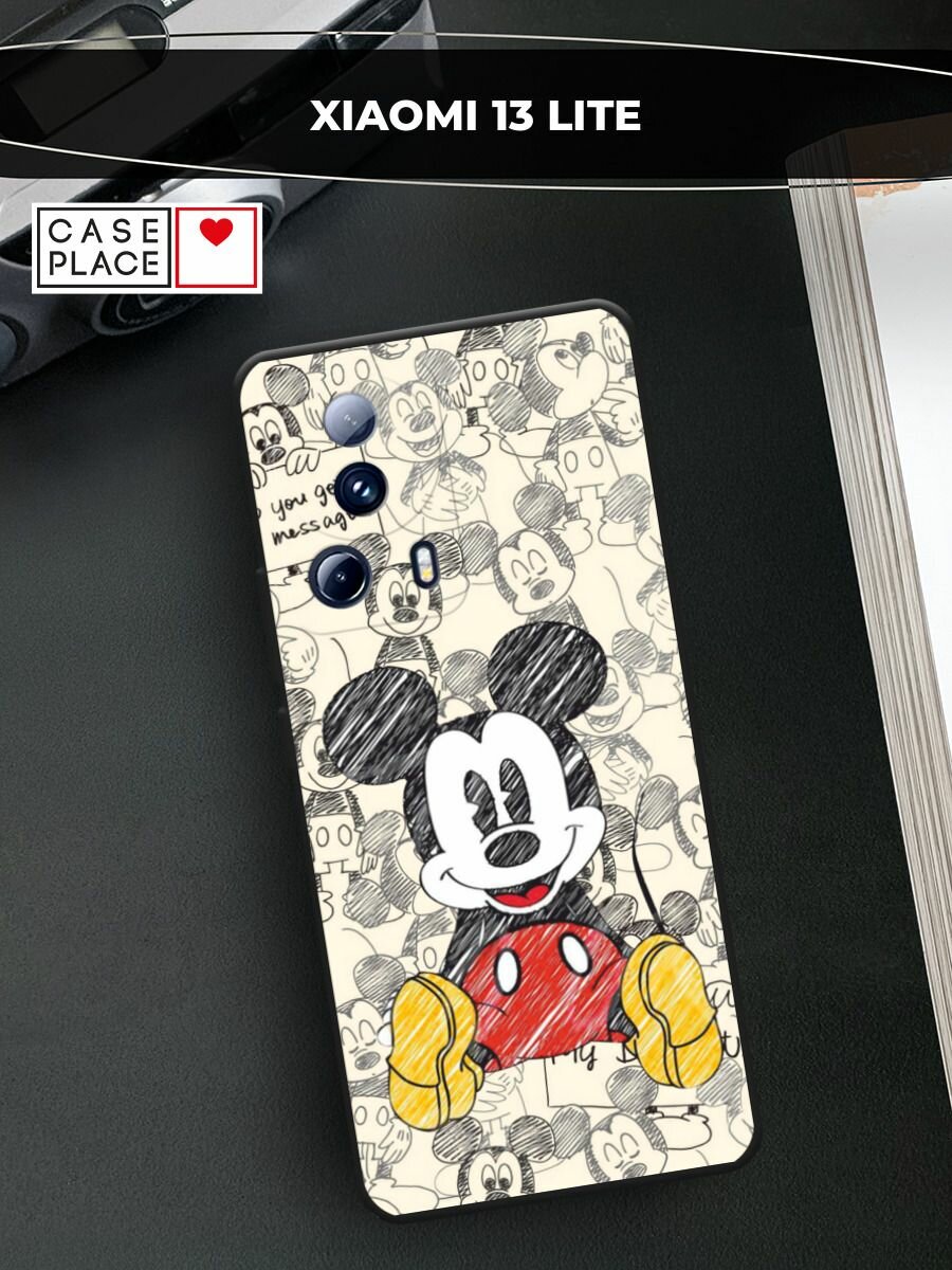 Черный матовый чехол на Xiaomi 13 Lite / Сяоми 13 Лайт с принтом "Микки Маус"