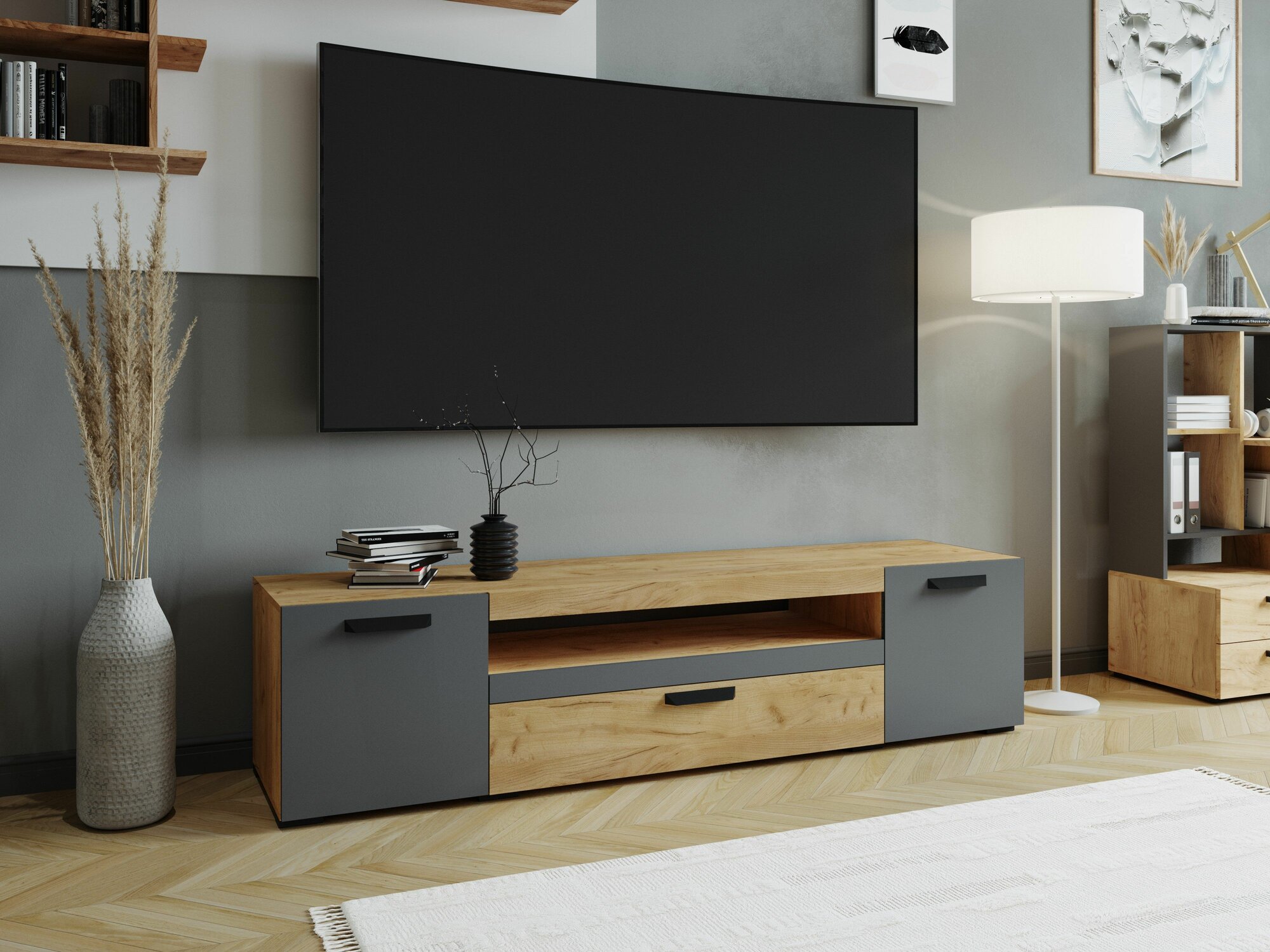 Тумба ТВМ-8 дуб крафт золотой/серый графит (Микон)