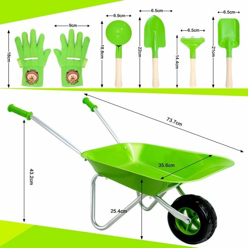 Тележка детская Дачная с ручкой / Тачка садовая для игры в песке / Набор для песочницы
