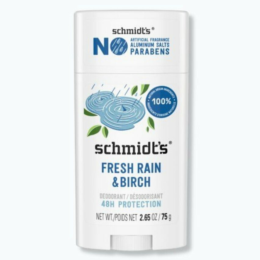 Schmidt's, Натуральный дезодорант без алюминия, 48 часов, Fresh Rain & Birch, свежесть дождя и береза, 75 г