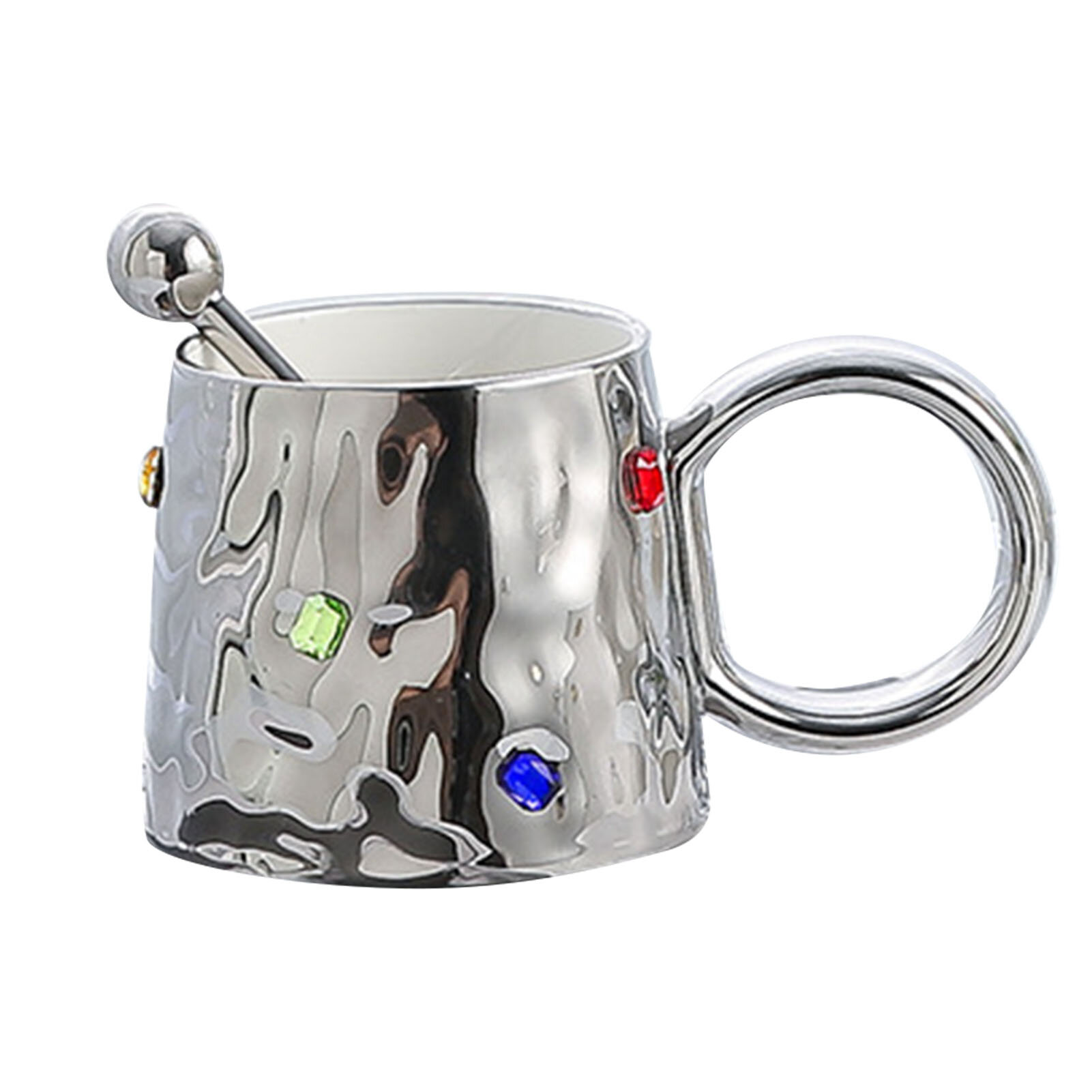 Кофейная кружка керамика цвета камня украшения простая стильная чайная чашка с круглой ручкой для домашнего подарка подарок серебро серебро