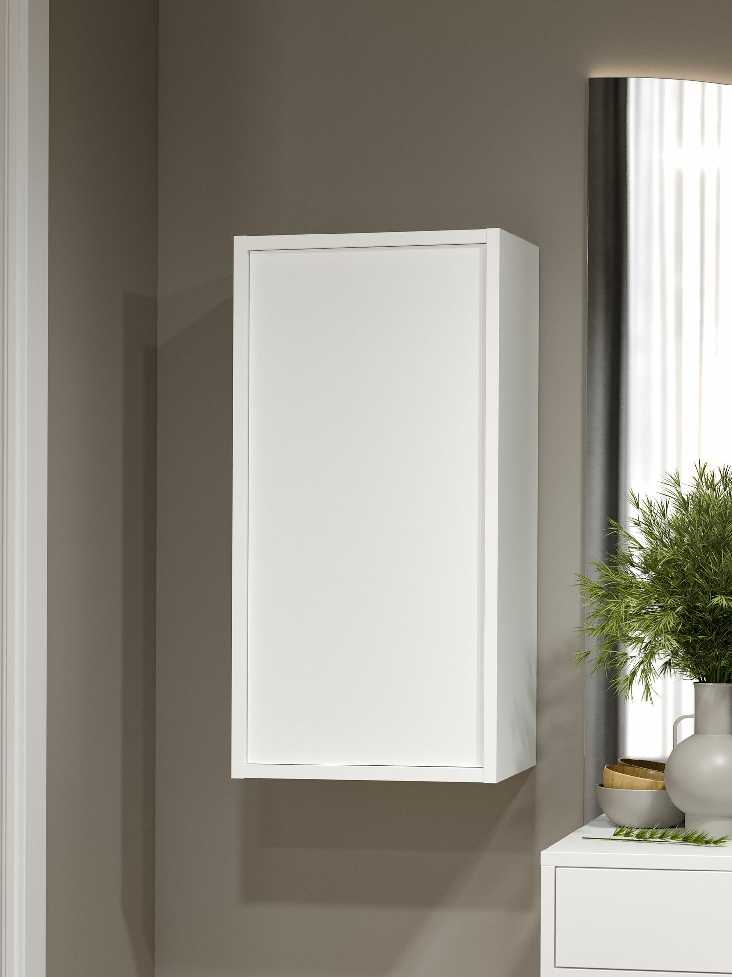 Шкафчик навесной 66х33х25 см белый, открывание от нажатия push pull