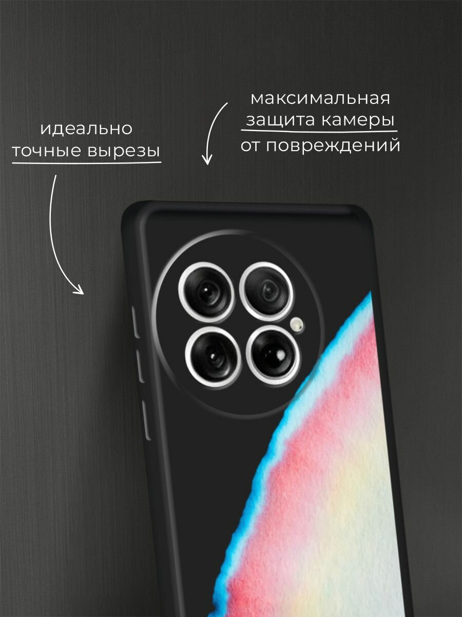 Черный матовый чехол на OnePlus 13 / Ван Плас 13 с принтом Слияние красок — фото 1