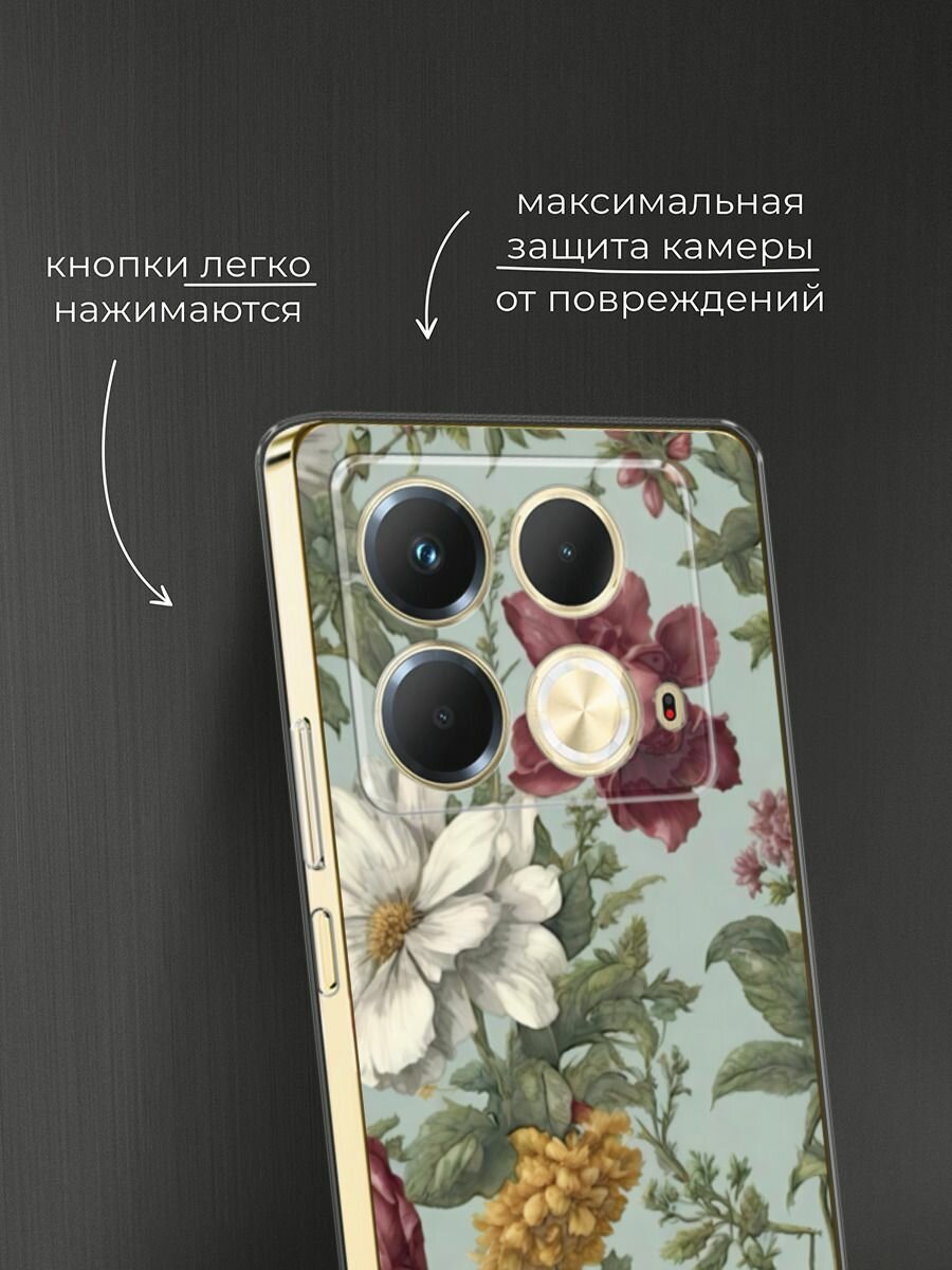 Чехол на Infinix Note 40 / Инфиникс Нот 40 с принтом Акварельные красные цветы — фото 1