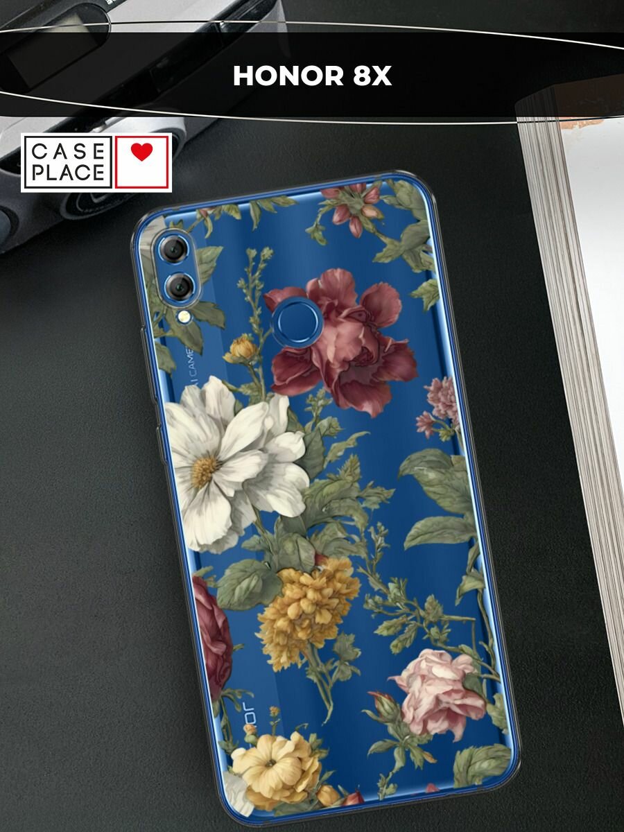 Силиконовый чехол на Honor 8X / Хонор 8Х с принтом Акварельные цветы 2
