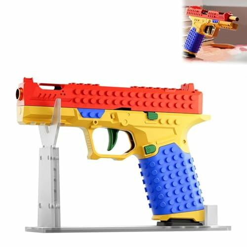 DIY Набор из строительных блоков с ручкой и стендом для демонстрации, Конструктивный набор ручек SIG17, Модель пистолета Glock из строительных блоков с прозрачным стендом для демонстрации, Цвет: Картонный колорированный блок, Возраст: 14+, Дистанция: