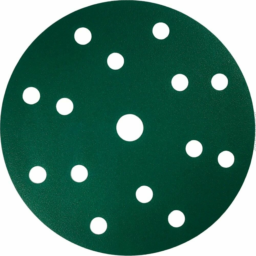 Диск абразивный с липучкой DTC-Film (green) 150 мм, 15 отверстий, P80, 5 шт BRUSHTEX 150G15-80
