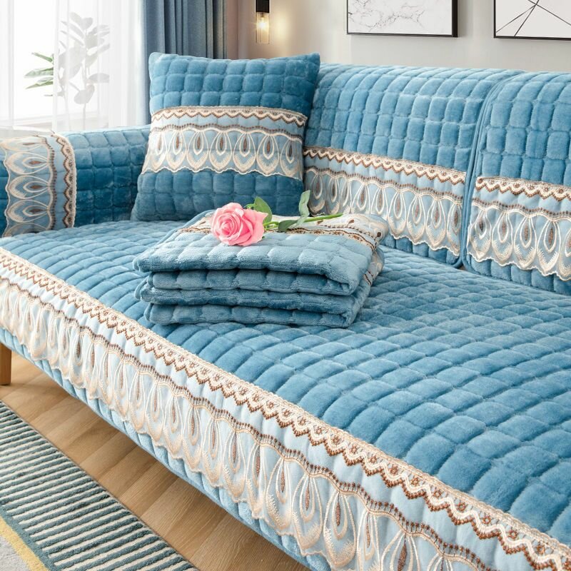 Зимняя плюшевая подушка для дивана, современная простая модная подушка для сидения, утолщенная нескользящая кожаная накидка на диван, полное покрытие