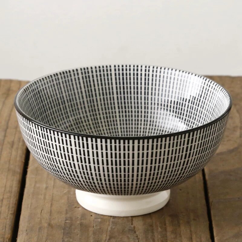 6-дюймовая керамическая миска с высокой ножкой и черным узором "глаза", уникальный дизайн для современных