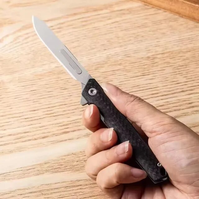 Новый быстрооткрывающийся миниатюрный скальпель/складной нож из нержавеющей стали для повседневного использования/активного отдыха на природе, для распаковки, карманный нож для ключей №60, со сменным лезвием.