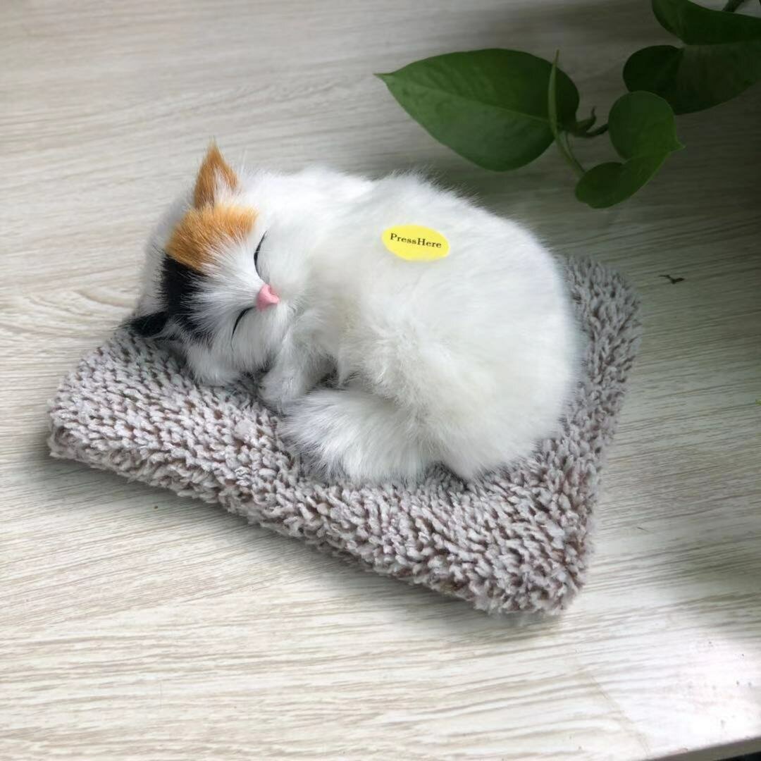 Фигурка кошки из бамбукового угля с разделенной головой, звучащий декор для салона автомобиля
