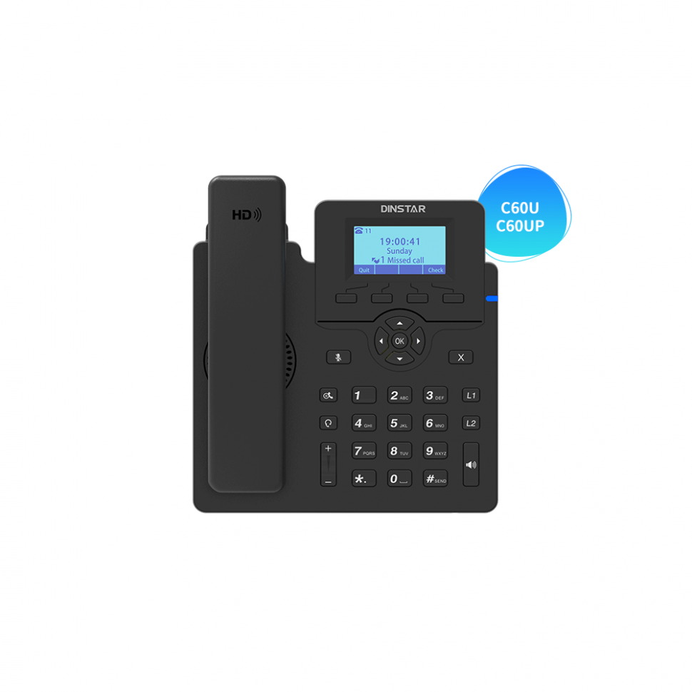 IP телефон Dinstar C60UP, 2 SIP-аккаунта, PoE