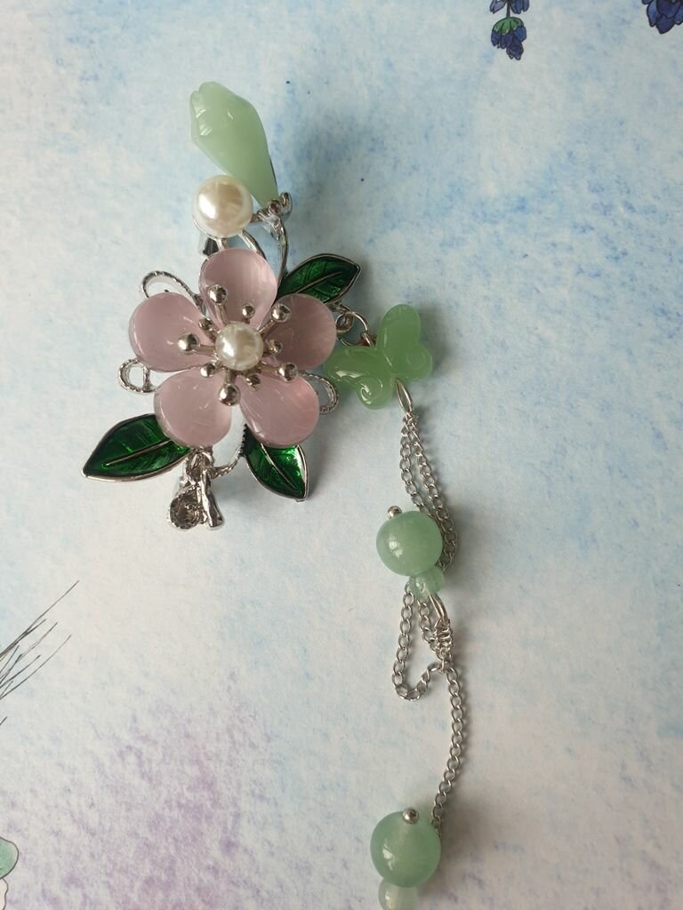 Брошь, жемчуг культивированный, авантюриновое стекло