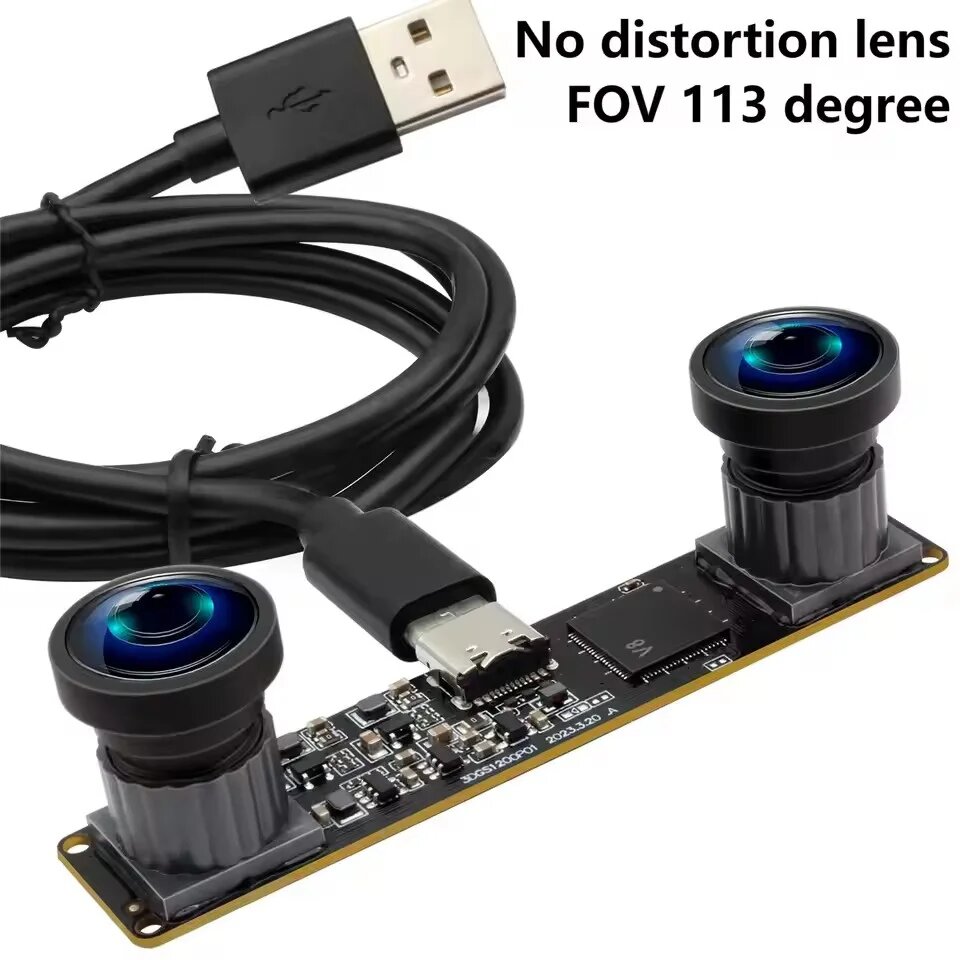 Модуль стереокамеры ELP 4MP 3D RGB с глобальным затвором OG02B10 120FPS 60FPS Мини-USB-камера с синхронным расположением без искажений, двойной объектив