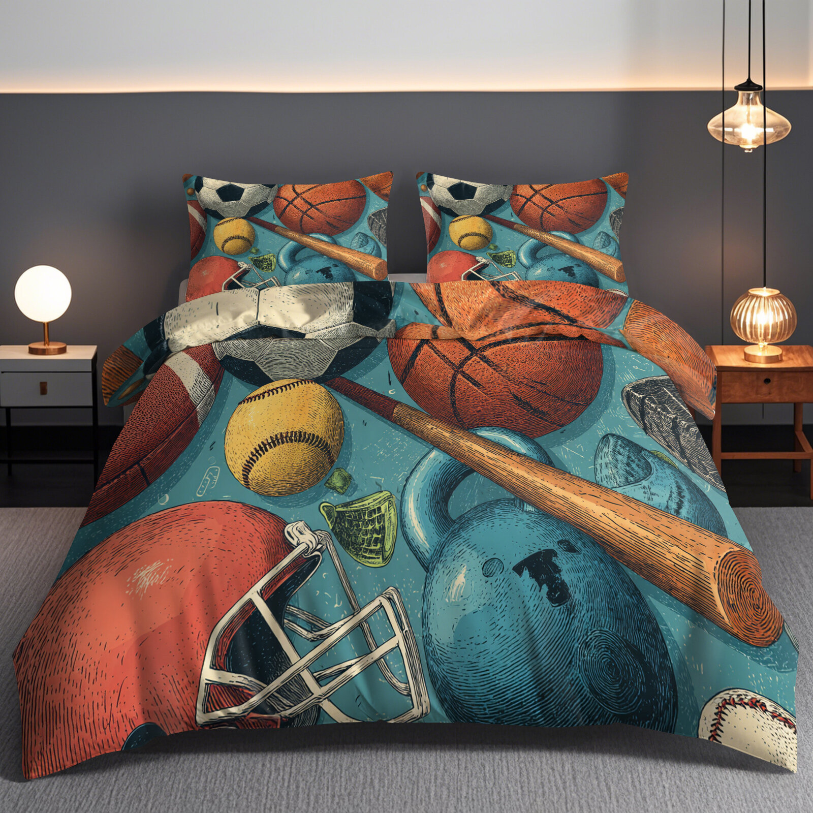 Спорт Комплект постельного белья 1.5/2-сп/Евро 3 предмета 175x215cm Винтаж Mикрофибра 2 наволочки 70х70