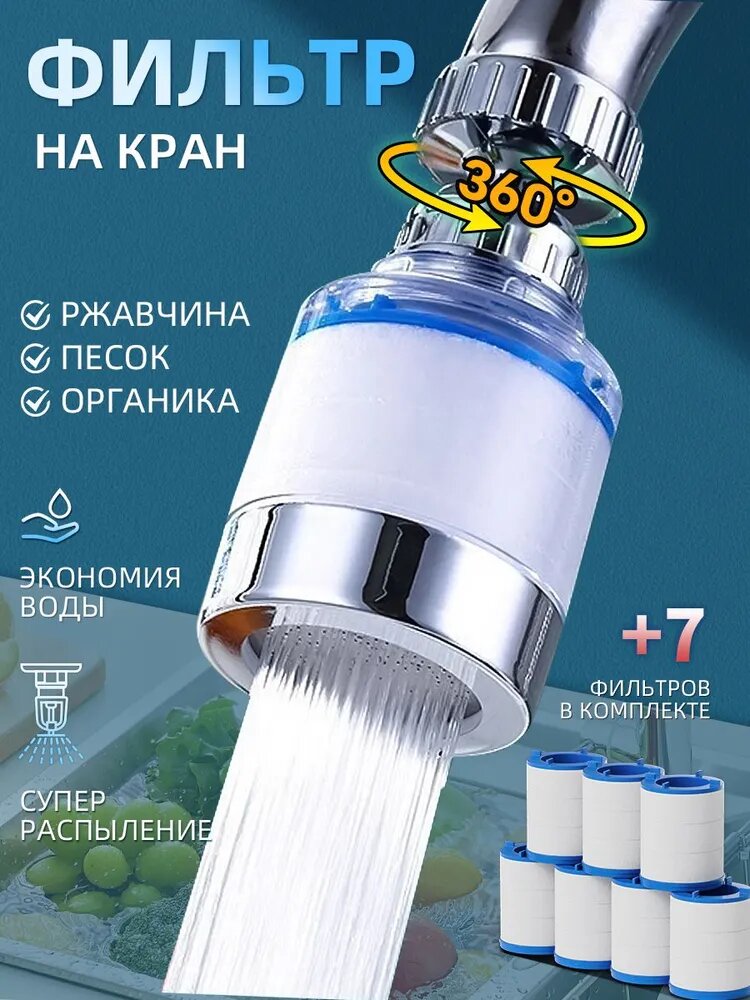 Фильтр для воды, насадка на кран водосберегающая и набор сменных картриджей