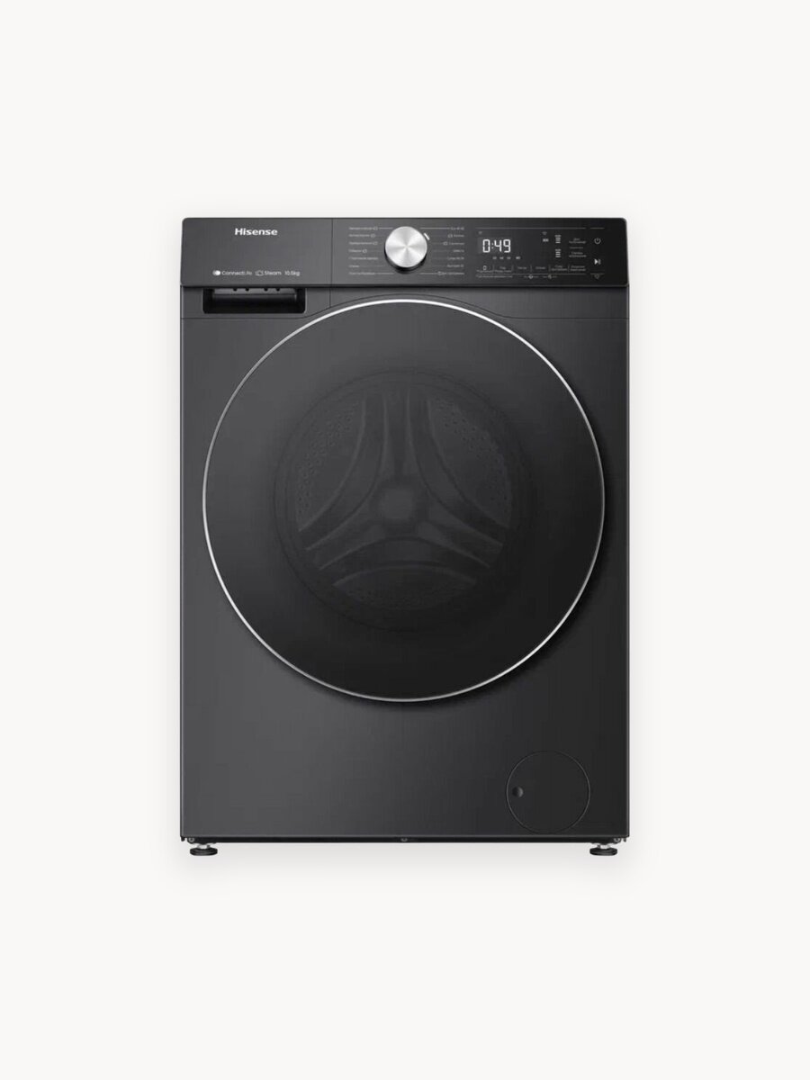 Стиральная машина Hisense WF5S1043BB, загрузка 10.5 кг, управление по Wi-Fi, инверторный мотор, функция пара