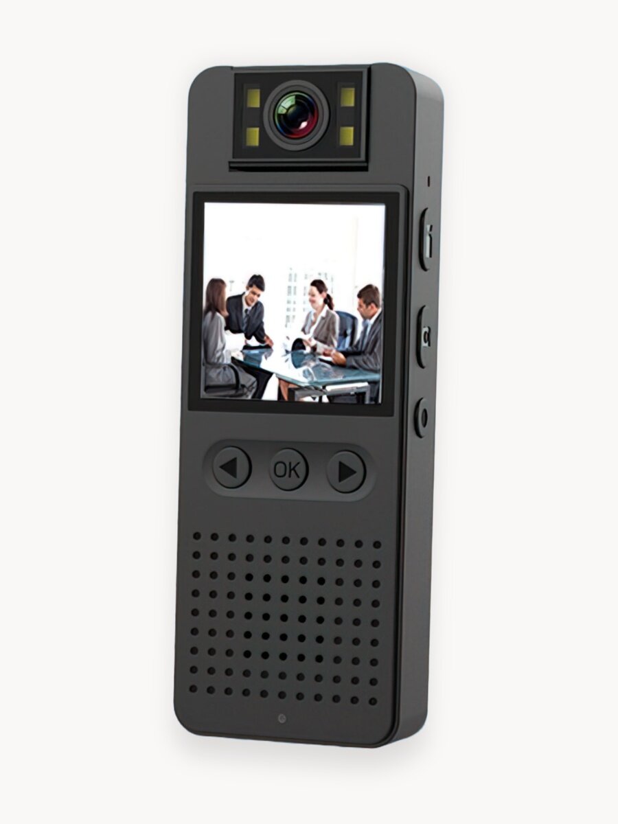 Мини камера 4k с экраном нагрудная , 180 градусов, с wifi, с фонариком