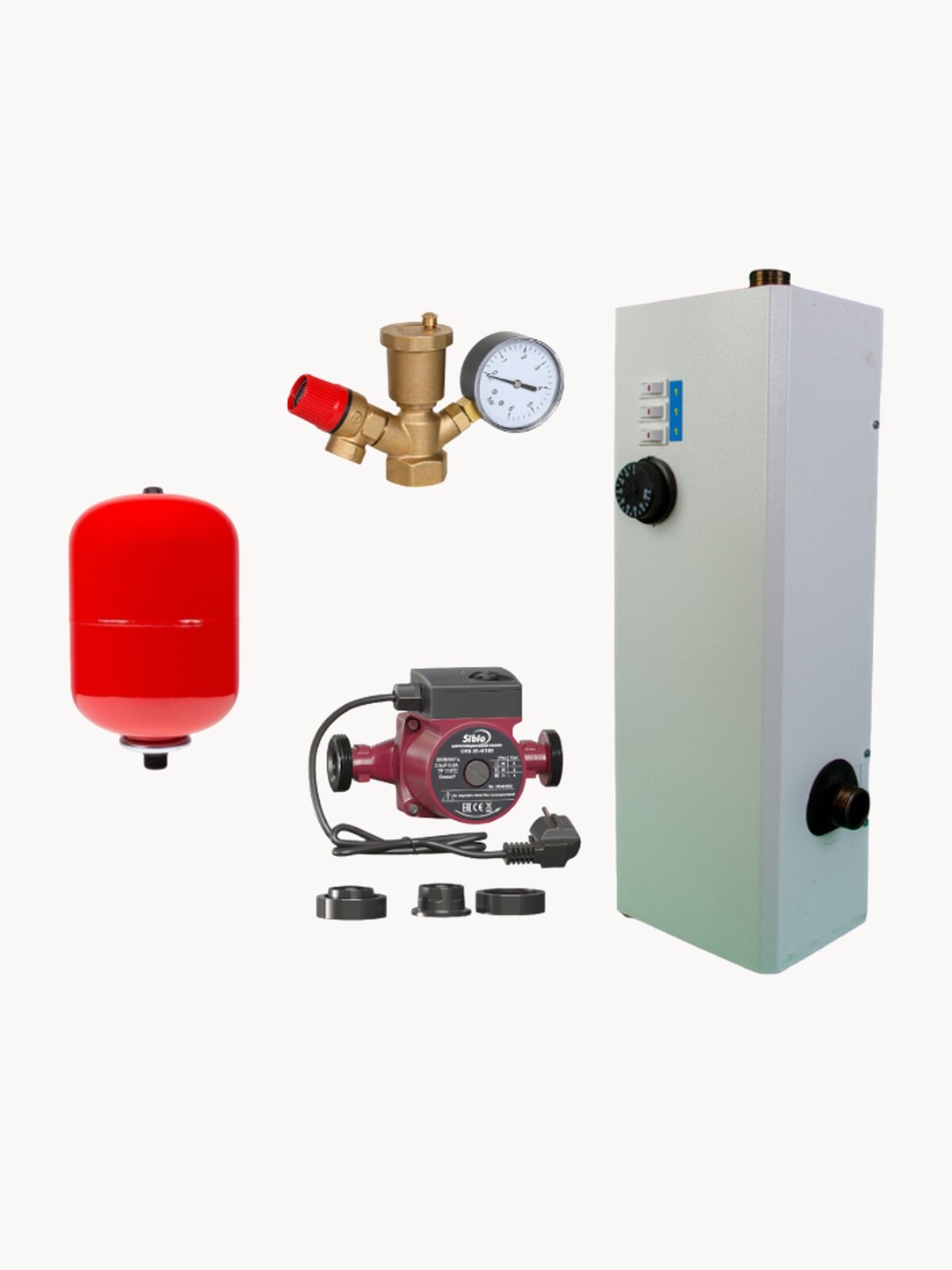 Электрокотел "3 кВт" с комплектом "бак, насос, группа безопасности"