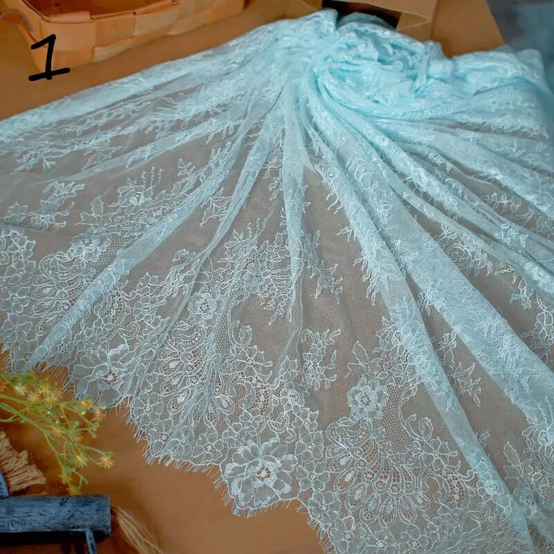 Кружево шантильи голубое, 150х300 см, Color: 1 Blue