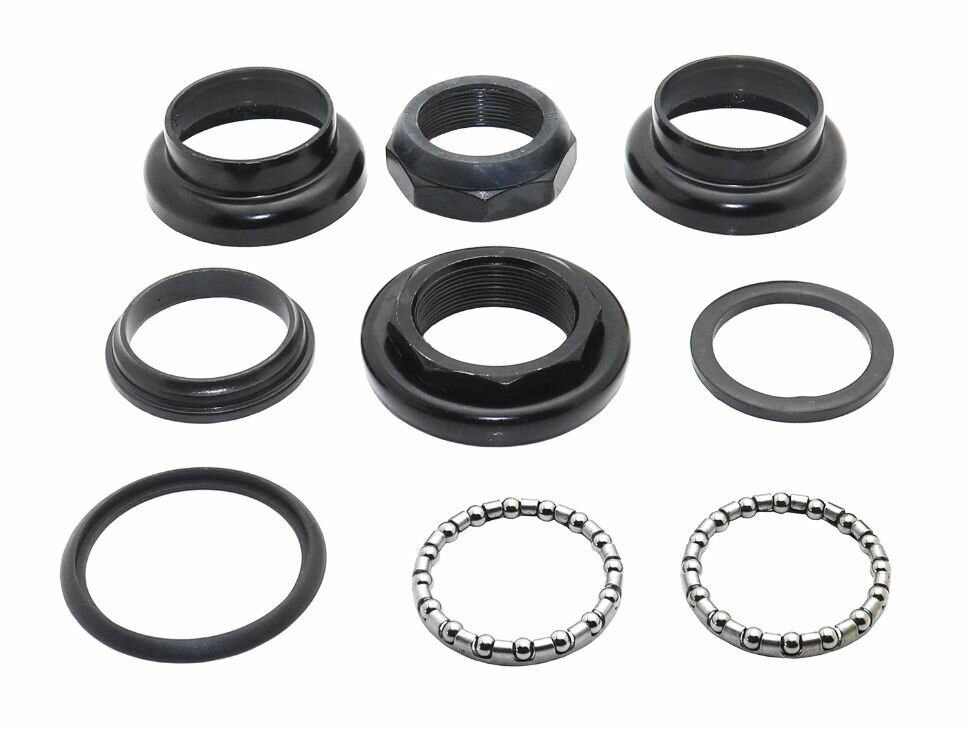 Детали рулевой колонки резьбовая 1-1/8" (25,4/34/30 мм, общ. h38,7 мм черн) FP-H803(компл)