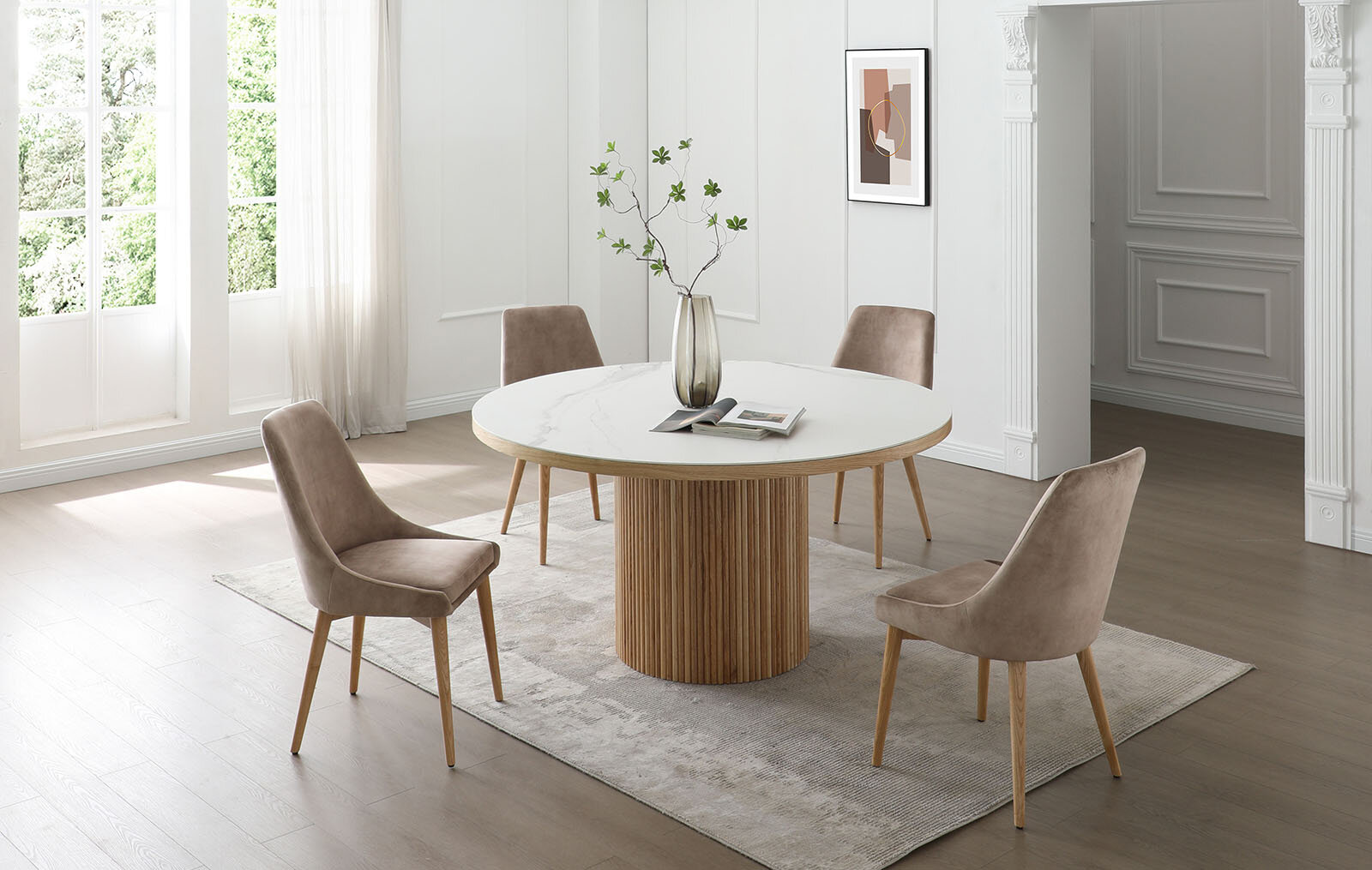 Стол Adriana 150, белая керамика/ясень