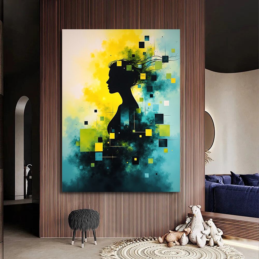 Девушка / Абстракция, картина вертикальная / на стену, яркий ПОП АРТ, 20х30 см.