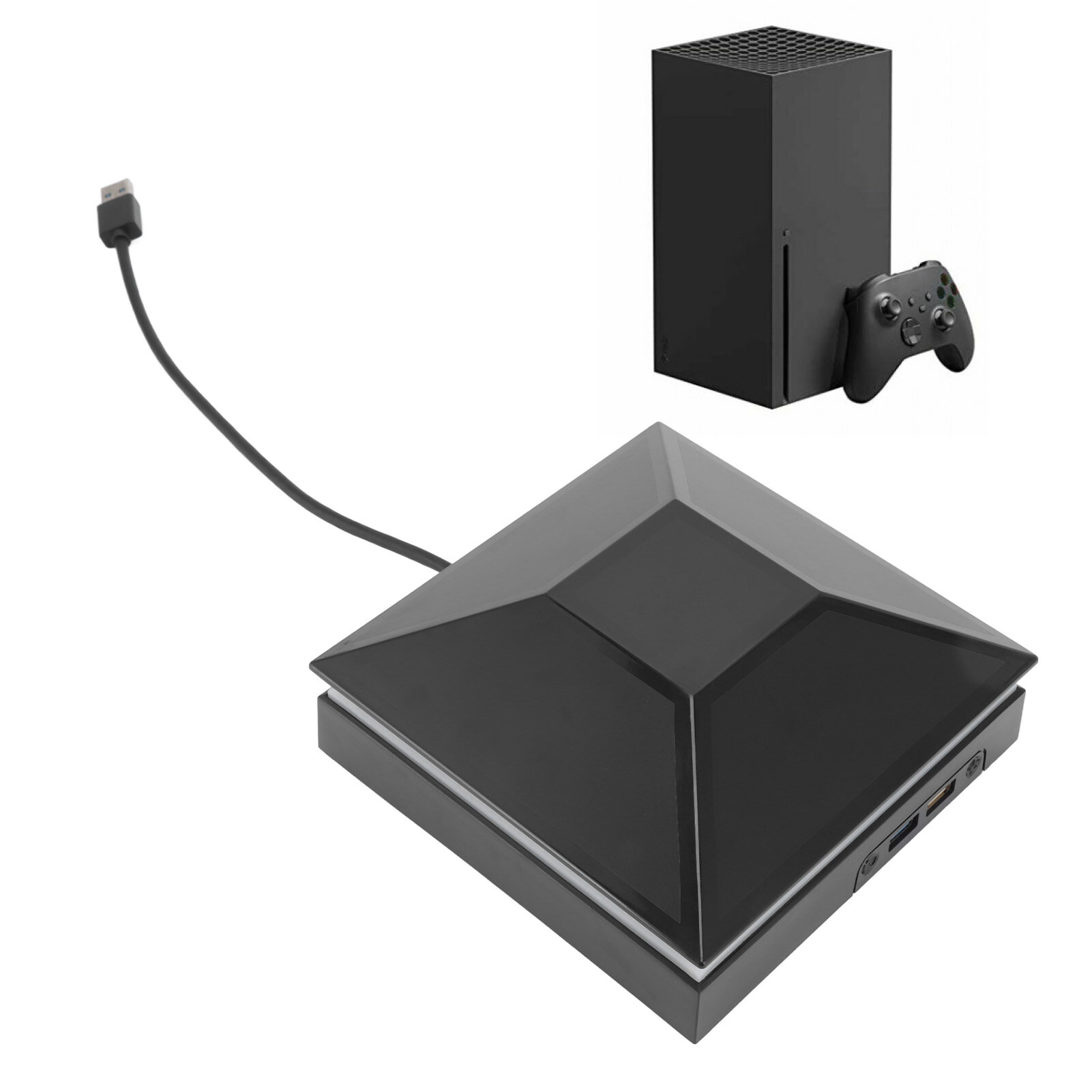 Охлаждающий вентилятор для консоли 12W 3 скорости вращения сенсорный переключатель регулируемый антипыльный охлаждающий вентилятор для консоли с LED-осветкой USB-портами черный для Xbox Series X