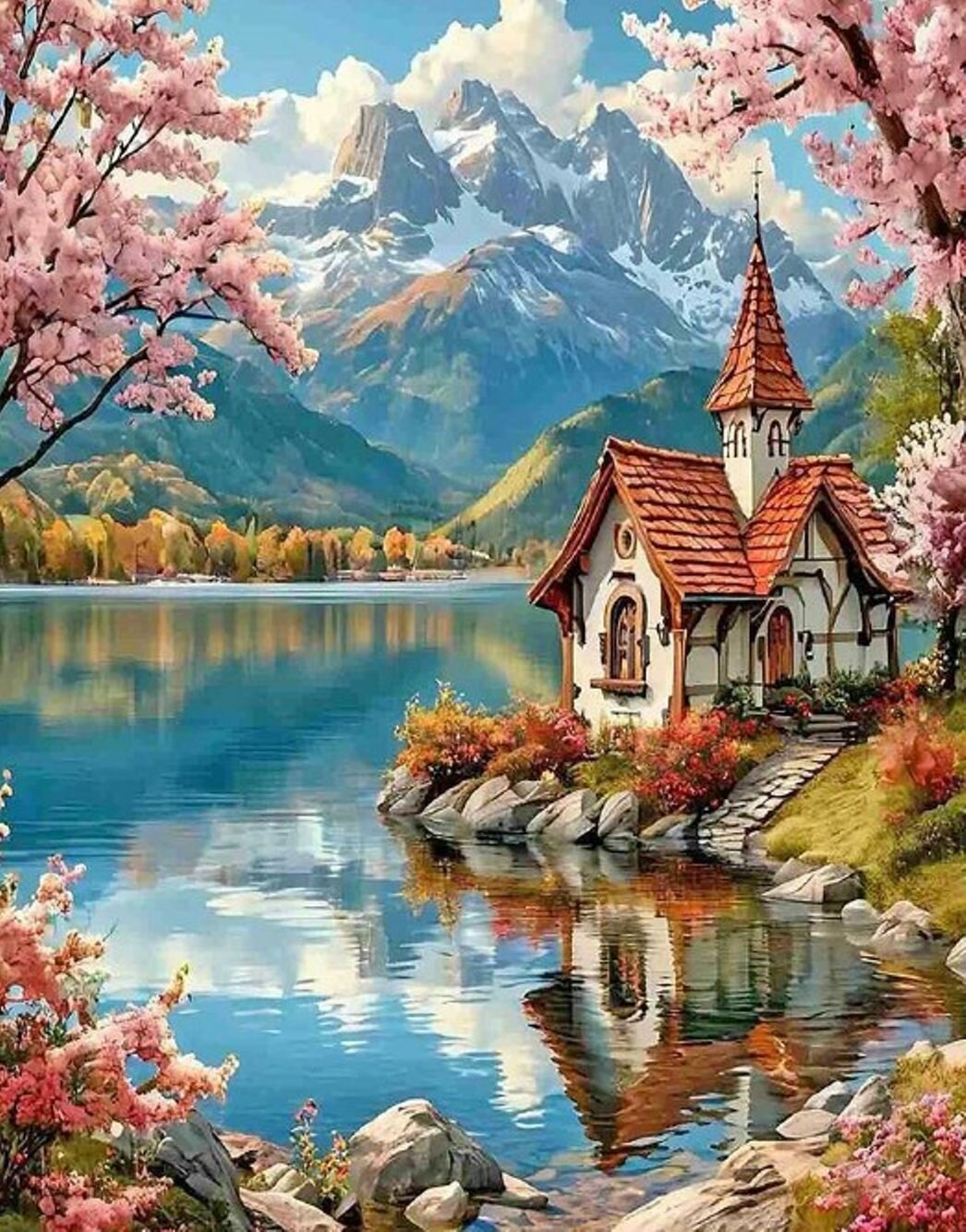 Алмазная мозаика на подрамнике 40*50 "Сказочный домик"