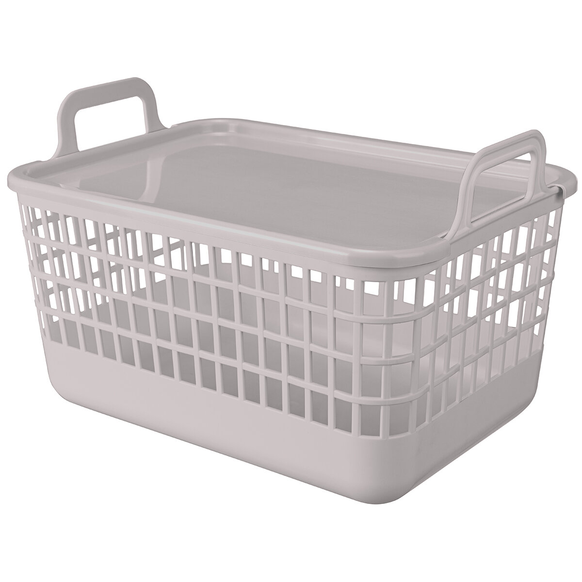 Корзина с крышкой и ручками Бытпласт Kobo, 32 x 22,4 x 21 см, светло-бежевая