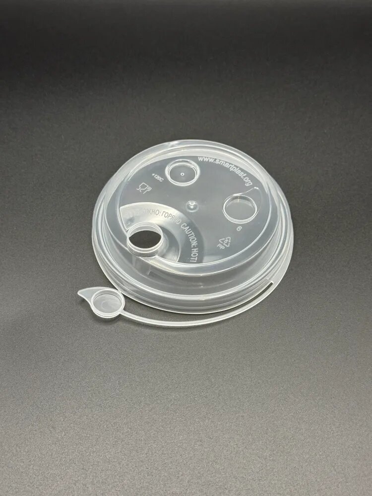 Крышка одноразовая для стакана 90 мм, с питейником Flip-top, прозрачная 50 шт