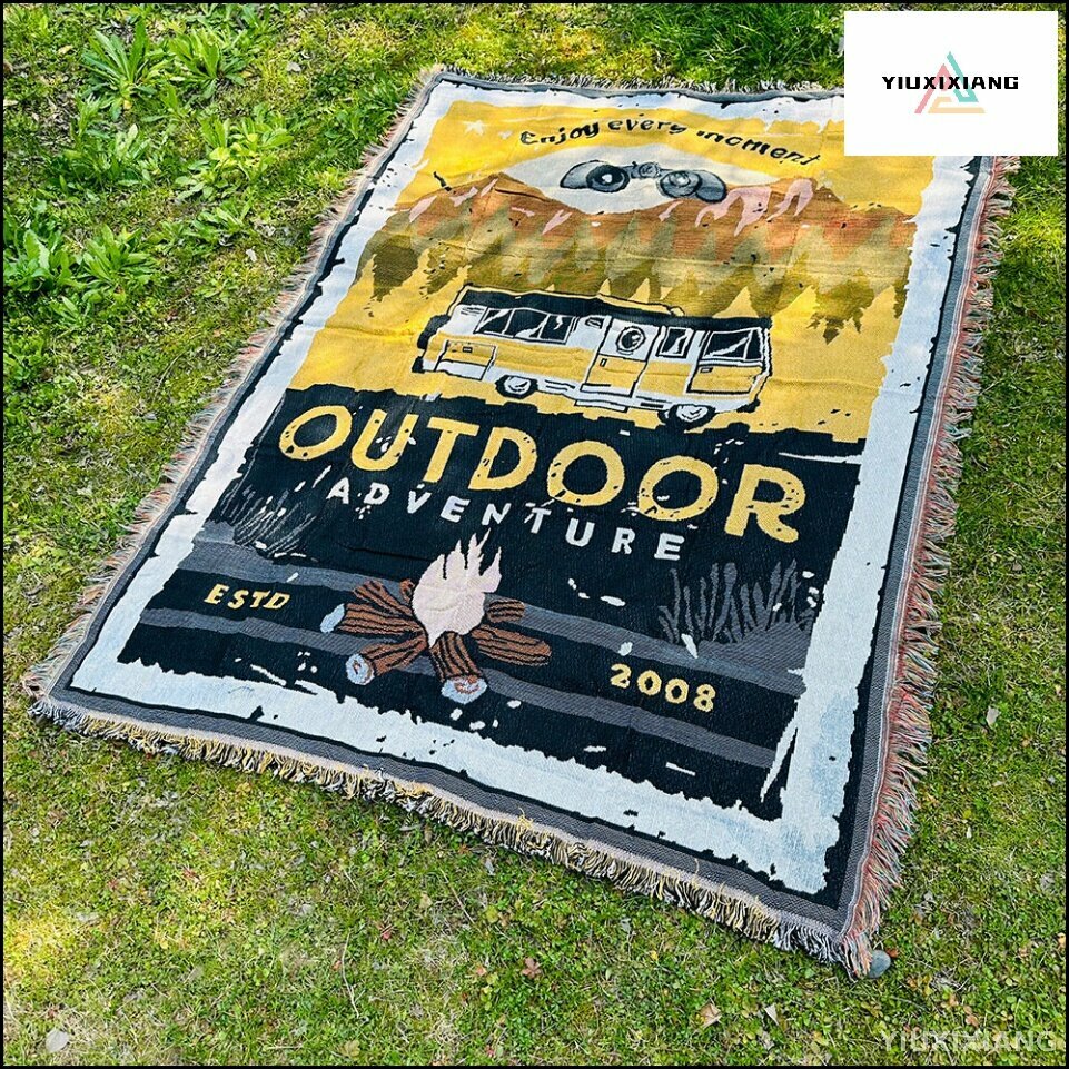 Эксклюзивный плед OUTDOOR 160х130 см для дивана и пикника из хлопка
