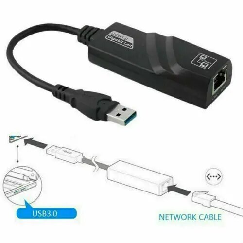 Кабель-адаптер USB 3.0 К RJ45 Gigabit LAN Ethernet 1000 Мбит/с Для ПК MacBook Windows XP Ноутбук - Проводная Сетевая Карта