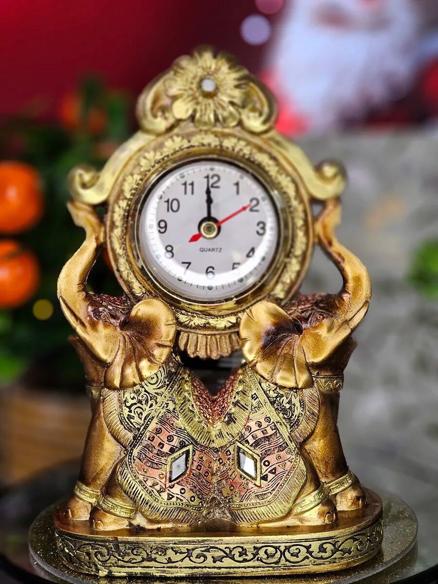Часы настольные два слона статуэтка фигурка 17×12 см