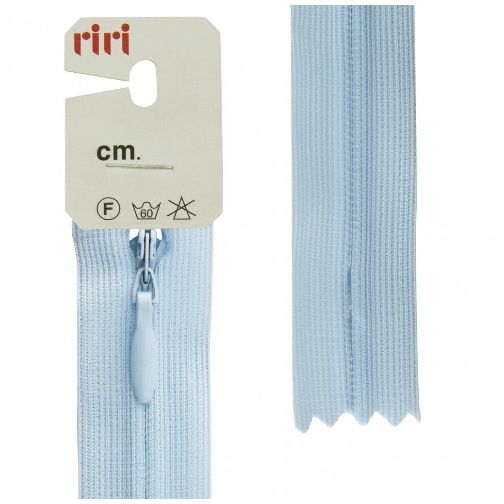Riri #6010917/22/2637 Молния потайная, неразъемная, 4 мм, 22 см, голубой светлый
