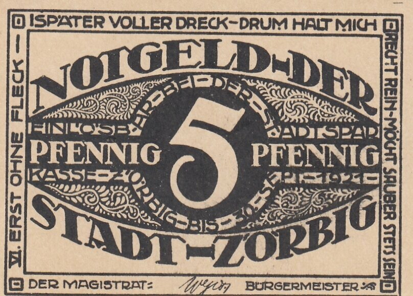 Германия Цёрбиг 5 пфеннигов 1918-1921 гг. (№6)