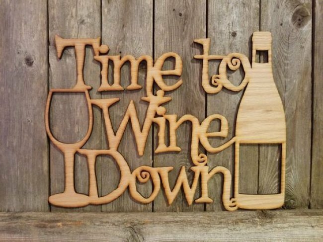 Деревянная заготовка "Время выпить вина", фанера, 18 см x 14 см, для декупажа