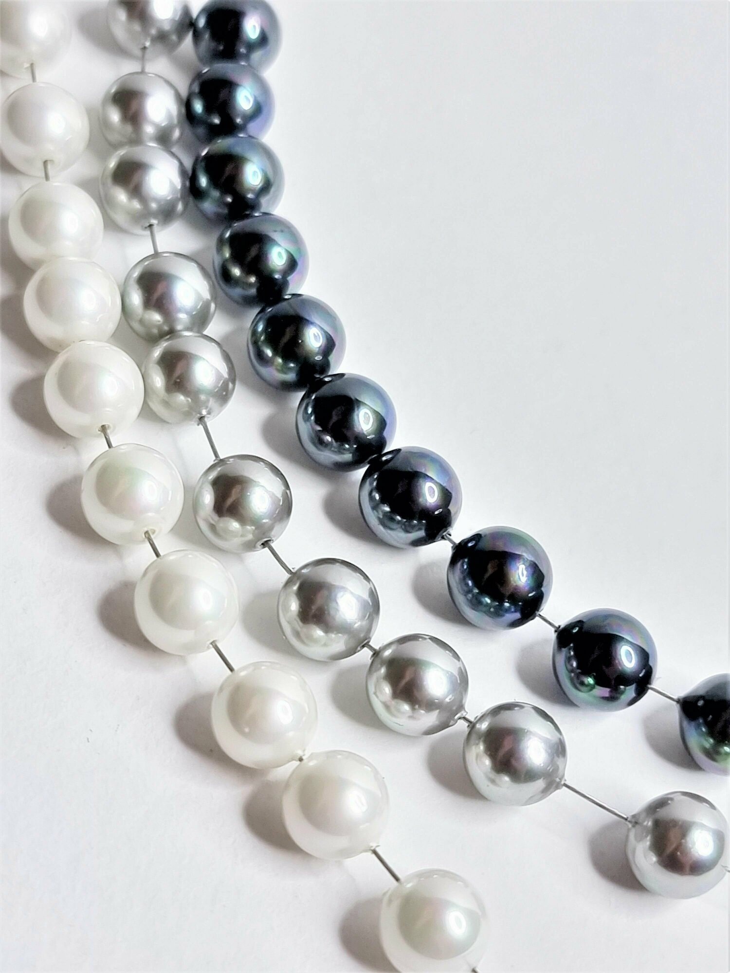 Жемчуг "Майорика". 8мм. 30шт. Белый, Серый, Бензиновый.