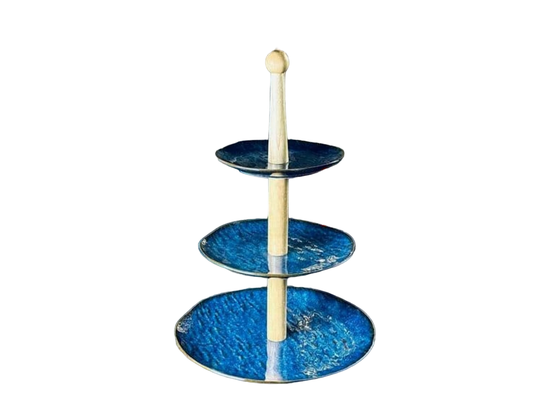 Фруктовница трехъярусная фарфор Lenardi, Aquamarine