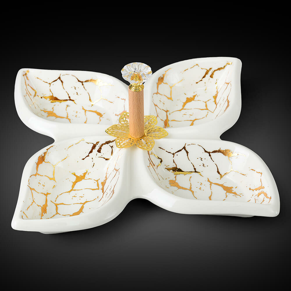 Менажница 4 секции "Золотой мрамор"