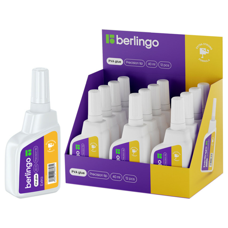 Клей ПВА Berlingo, экстрасильный, 40мл, 332347